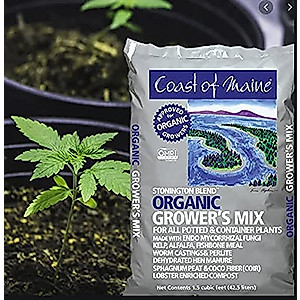 Coast of Maine CMSBO15 Stonington Blend Organic Growers Potting Soil Mix with All Natural Oceanic Ingredients for Planters and Pots, 1.5 Cubic Feet