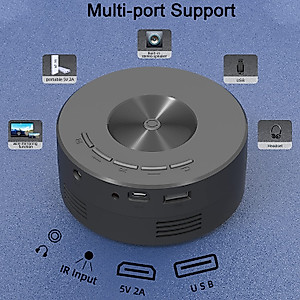 Portable Home Mini USB Projector for Phone with Remote Controller Built-in Speaker,Audio Port,Android iOS Phone Tablet USB Flash Driver Compatible