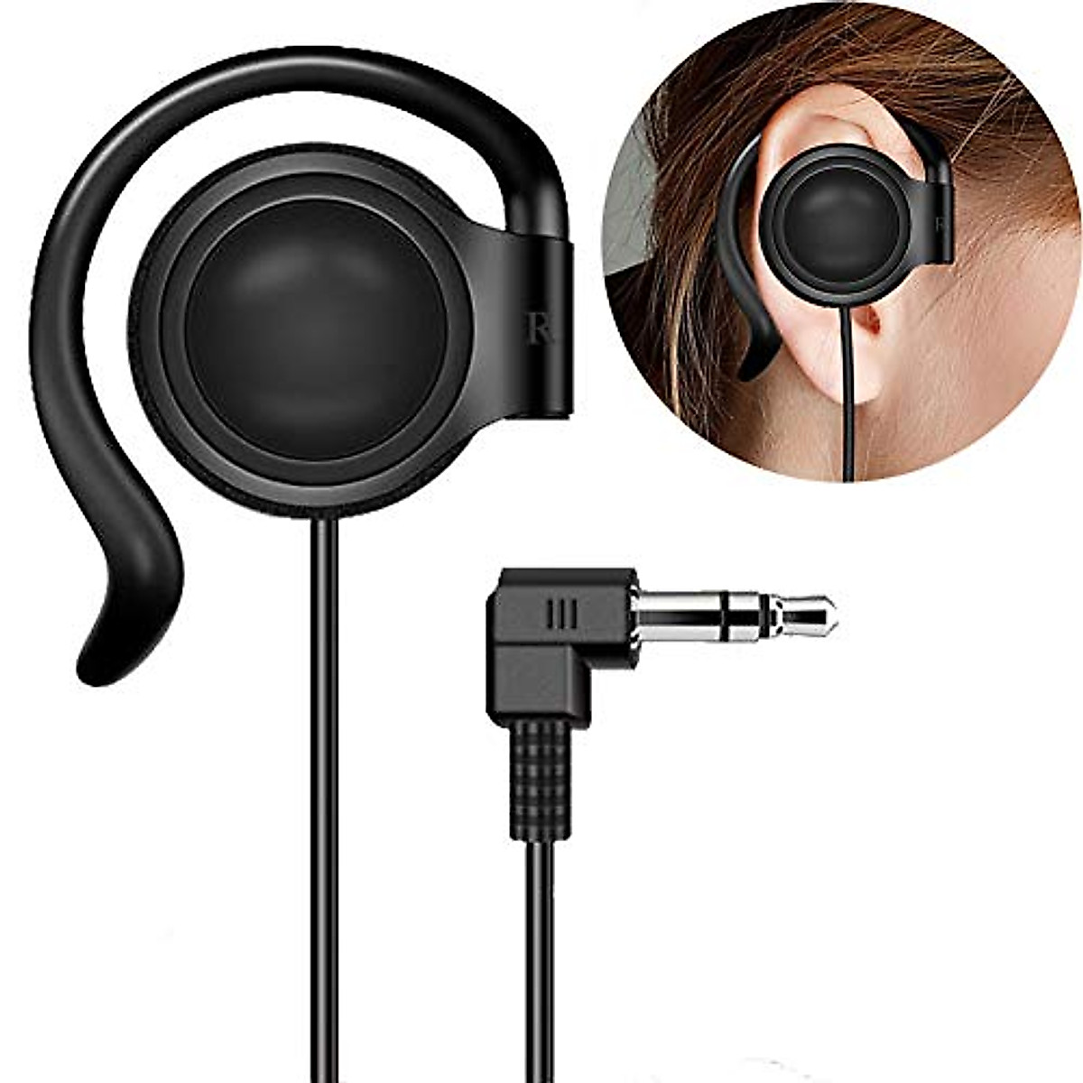 EXMAX 3.5mm Single Side Earphone Earbud One Ear Headphone for EXD-101 ATG-100T ELGT-470 Wireless Tour Guide System Receiver Touring Groups Radio Podcast Laptop MP3/4 Tablet PC Skype YouTube (Right)