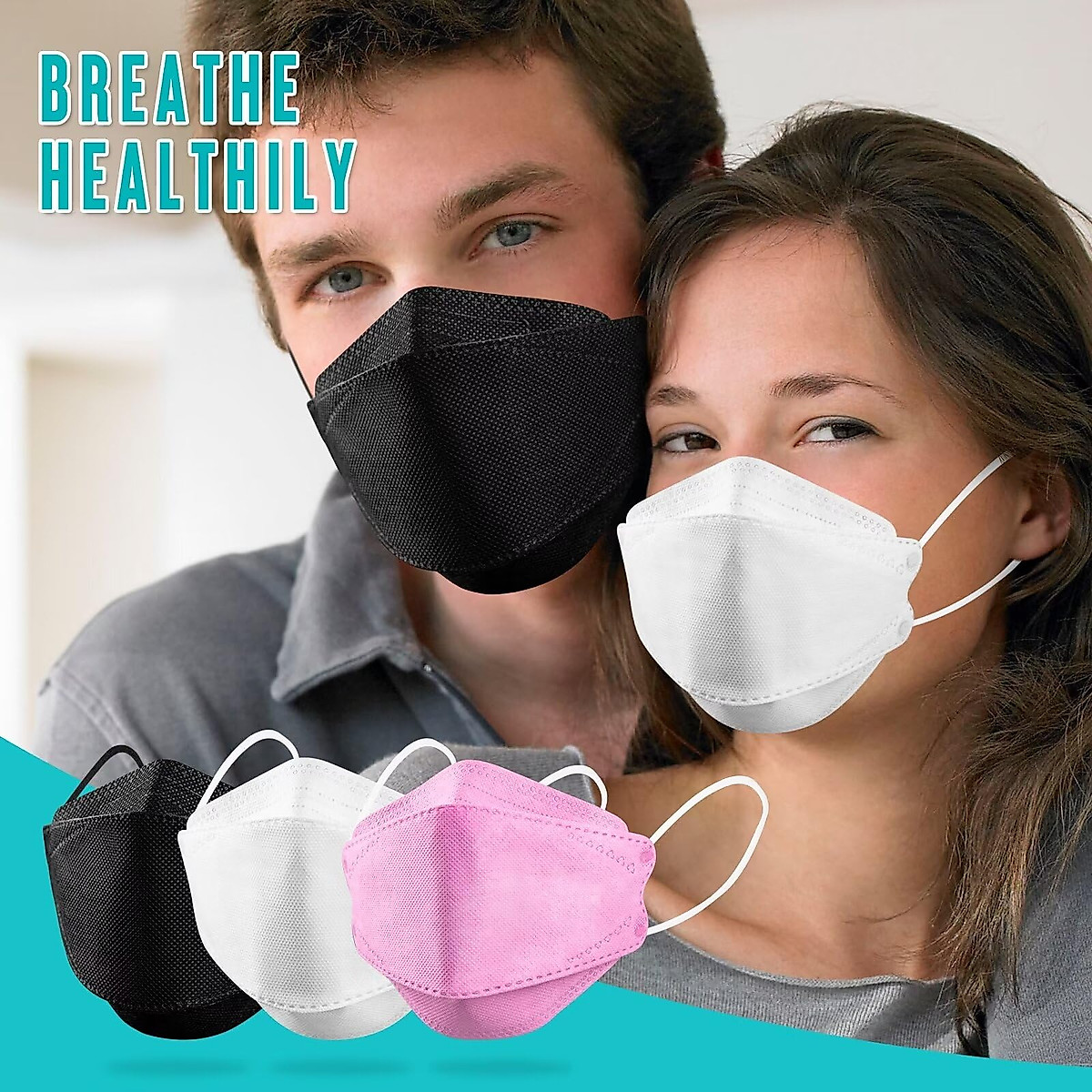 Tohacom 50/100 Pack KF94 Face_Covers, Color Màsk，Black Màsk，4-Layer Màsk outdoor Daily Use