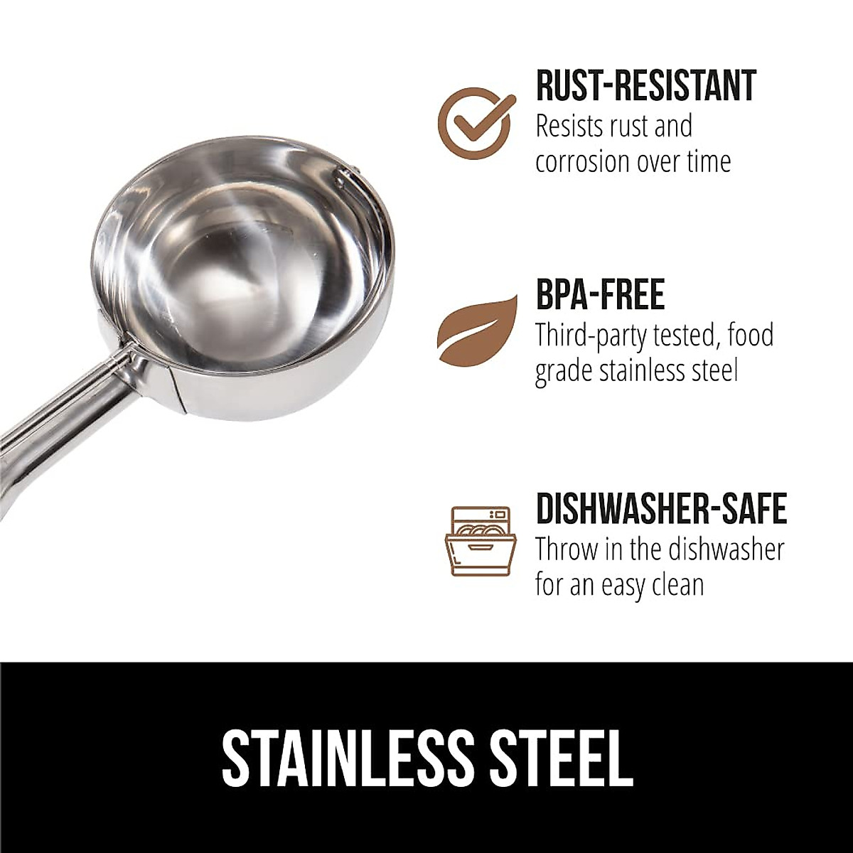 Gorilla Grip Stainless Steel Multipurpose BPA-Free Spring Scoop, 2 TBSP, Melon Ballers, Cookie Dough Scoops, Perfect Portion Sizes, Easy Squeeze and Clean Release, Scooper Size 30, Mint