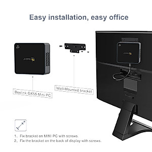 Beelink Mini Pc GK55 8GB DDR4 256GB SSD Intel J4125(4C/4T 4MB Cache Up to 2.7GHz), Mini Computer Supports 4K Dual HDMI Output / 2.4G+5G WiFi/ BT4.0/2.5" HDD Extension/Dual Gigabit Ethernet