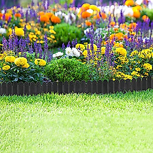 EEOCWF 5PCS Black Garden Edging Borders, 16.5"X6" Plastic Garden Landscape Edging, 6.88ft Interlocking Decorative Garden Fences Edging, Lawn Edge Flower Bed Border for DIY Patio Walkways Yard