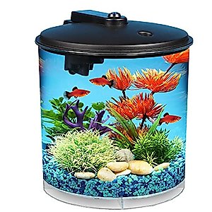 Koller Products AquaView 2-Gallon Plastic 360 Aquarium with Power Filter & LED Lighting for Tropical Fish - Betta Fish