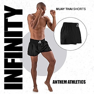 Anthem Athletics Infinity Muay Thai Shorts - Kickboxing Short Boxing Trunks for Men & Women - Black G2 - Small