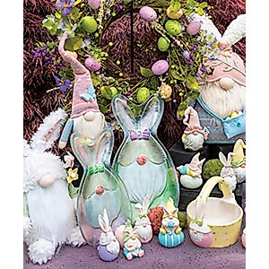 Boston International Easter Ceramic Candy Dish, 8 x 7-Inches, Bunny Gnomes
