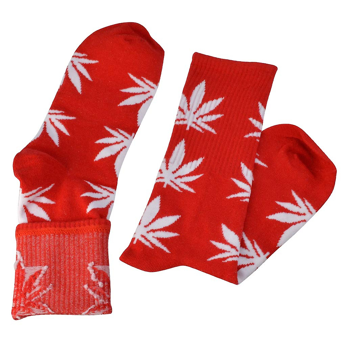 Lystaii 5 Pairs Weed Leaf Printed Cotton Socks Unisex Maple Leaf Printed Socks (Multicolor, Large)