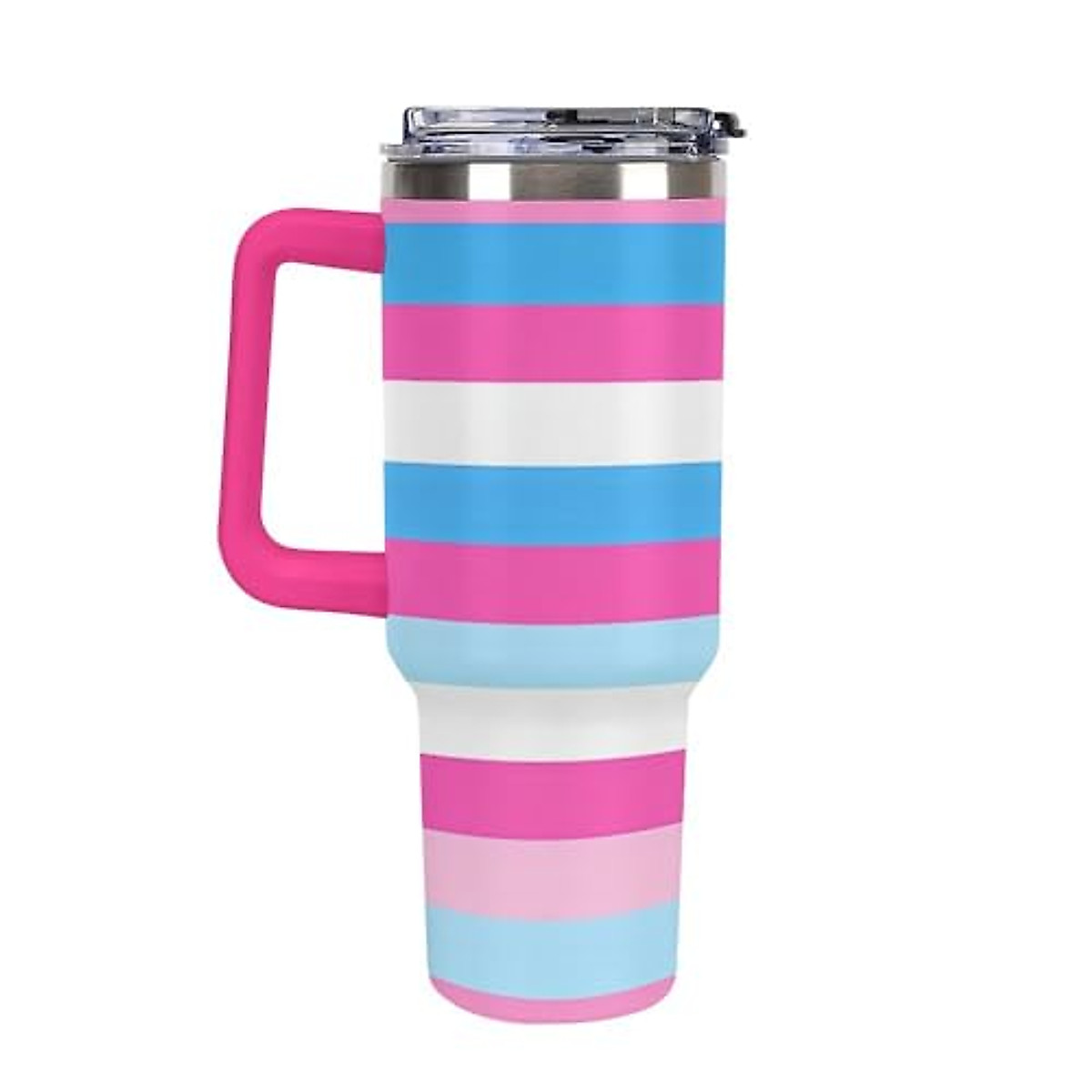 Transgender LGBT Flag 40 Oz Tumbler Insulated Stainless Steel Water Bottle Travel Mug Car Cup with Handle And Straw