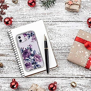 BICOL iPhone 11 Case Clear with Design for Girls Women,12ft Drop Tested,Military Grade Shockproof,Slip Resistant Slim Fit Protective Phone Case for Apple iPhone 11 6.1 inch 2019 Purple Blossoms