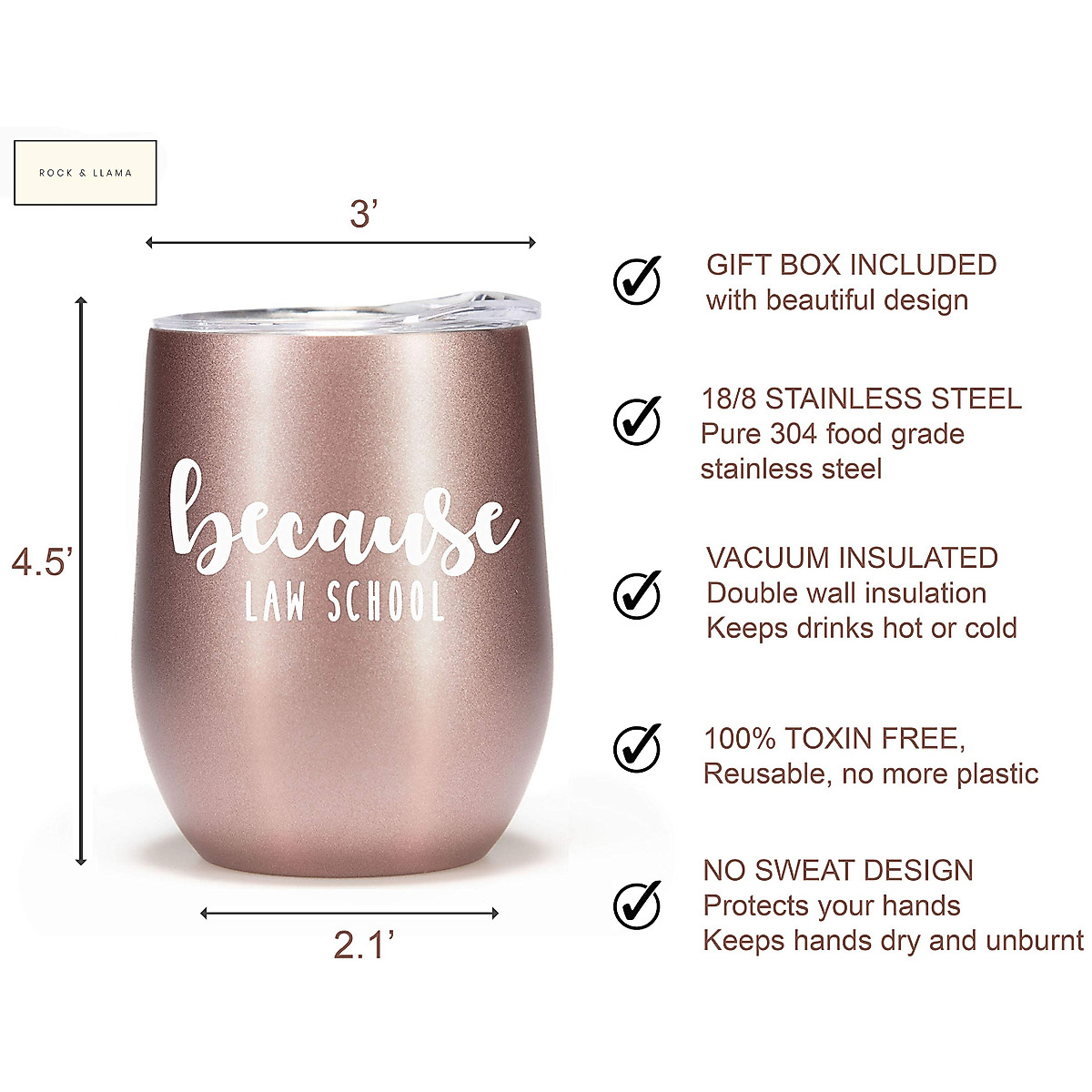 Law School Graduation Gifts - 12oz Wine Glass Tumbler Cup - Funny Gift Idea for Law Student, New Lawyer, Future Attorney, Because Law School Coffee Mug