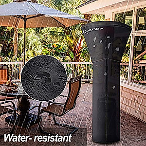 HOXSURY Patio Heater Cover Outdoor Waterproof 94IN 420D Heavy Duty Standup Round Oxford Covers for Outdoor Heaters Weatherproof Propane Heater Covers for Outdoor Garden Treasure Black