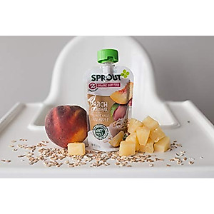 Sprout Organic Stage 2 Baby Food Pouches, Peach Oatmeal w/ Coconut Milk & Pineapple, 3.5 Ounce (Pack of 6)