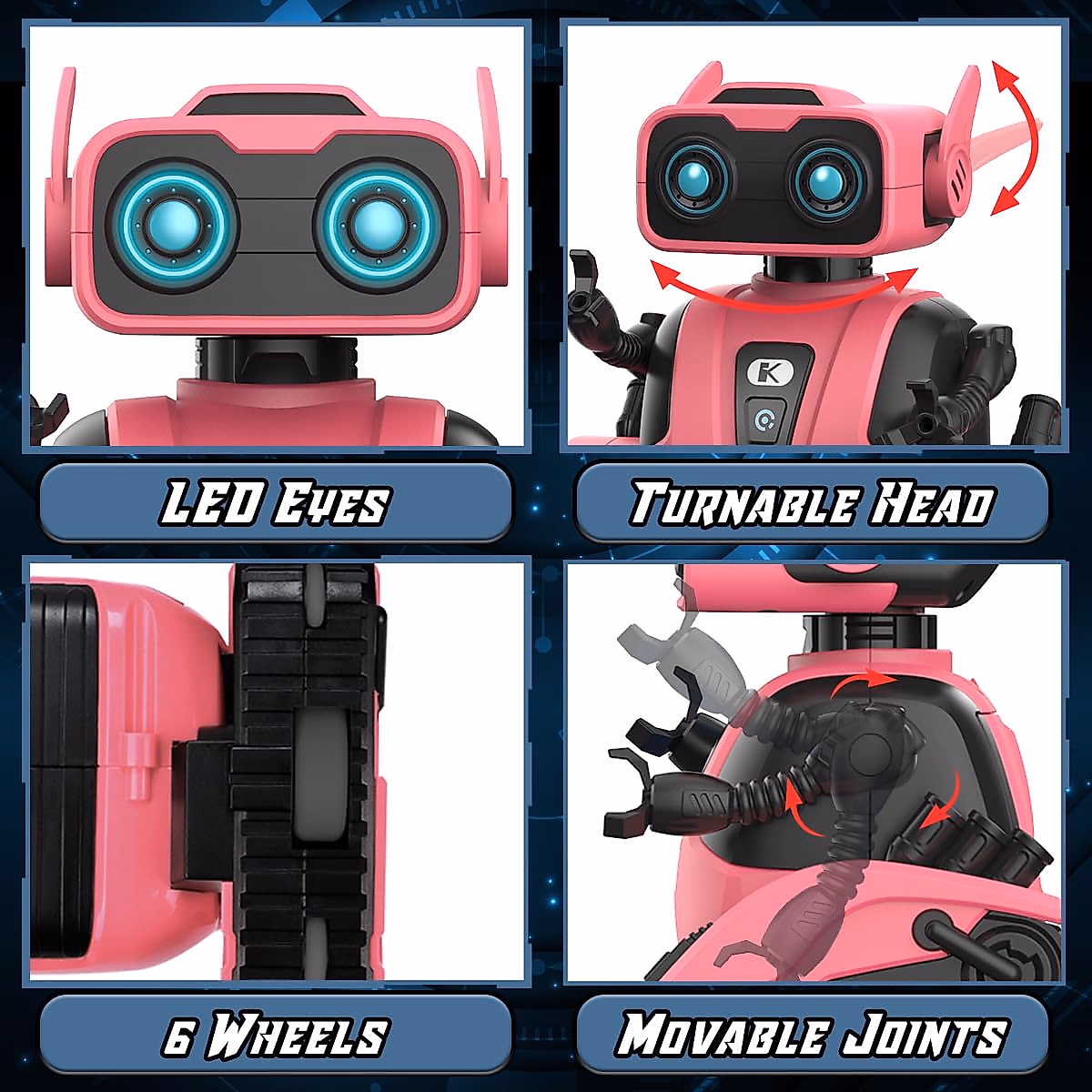 KaeKid Robot Toys for Girls, 2.4Ghz Remote Control Robot Toy, RC Robots for Kids with LED Eyes, Flexible Head & Arms, Dance & Sound, Gifts for Boys Girls Ages 3 4 5 6 7 8 Years