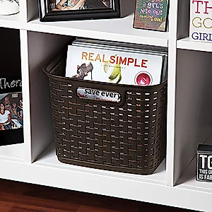 STERILITE Tall Wicker weave basket Multicolor , (Pack of 1)