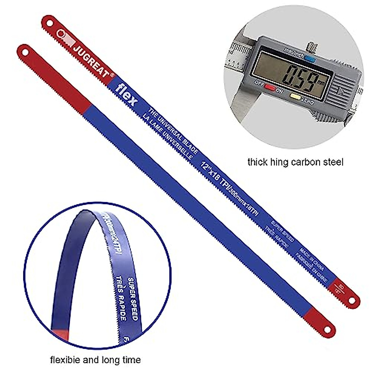 Hacksaw Replacement Blades BI-Metal (10 Pack) High Speed Steel Grounded Teeth