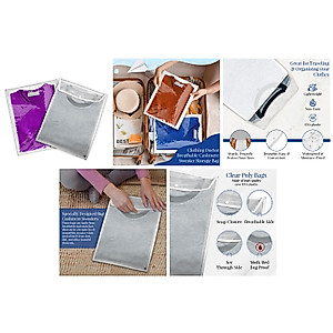 The Clothing Doctor Breathable Cashmere Sweater Storage Bag, Convenient Snap With Flap Closure, Clear Window For Easy Identification, 12.6"x16.2", Pack Of 6, White