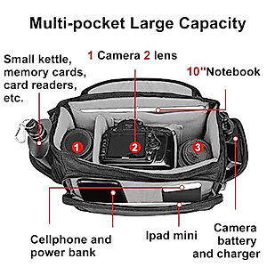 CADeN Camera Bag Case Shoulder Messenger Bag with Tripod Holder Compatible for Nikon, Canon, Sony, DSLR SLR Mirrorless Cameras Waterproof (Black, Small)