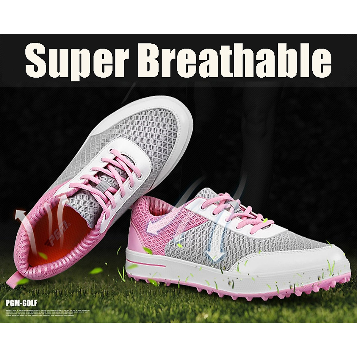 Ladies Breathable Spikeless Golf Shoes for Women, Lightweight Mesh Casual Walking Sneakers Shoes Pink