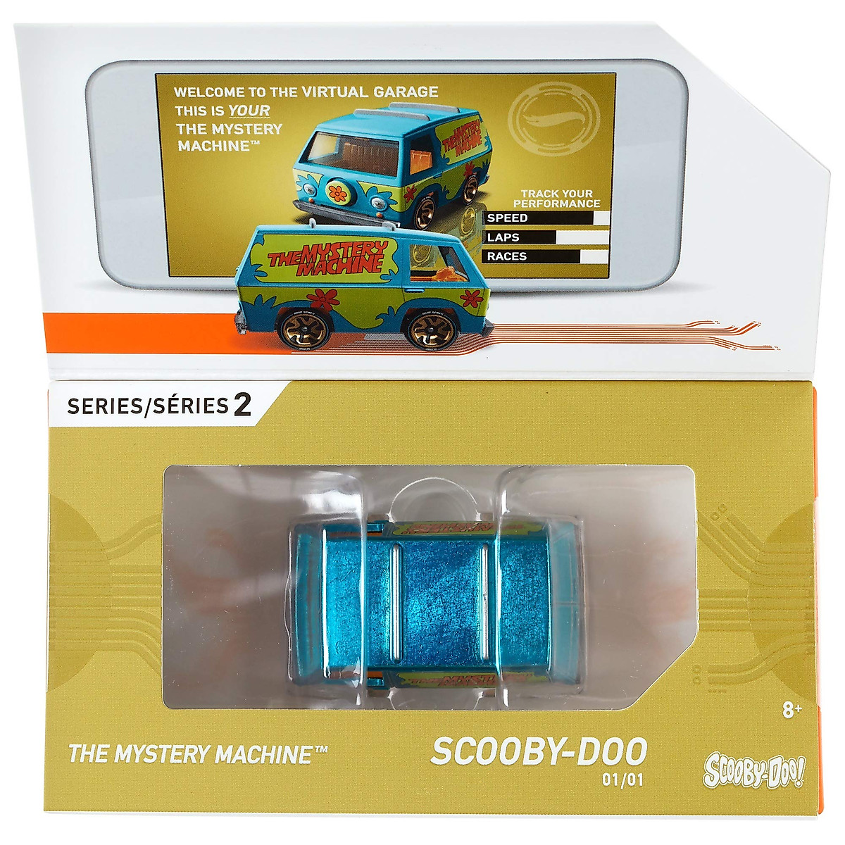 Hot Wheels id Vehicle, 1:64 Scale The Mystery Machine Vehicle with Embedded NFC Chip, World Race Collection, Physical and Digital Play for Ages 8 Years and Older