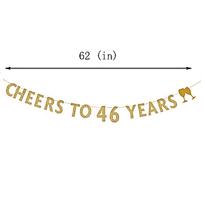 MAGJUCHE Gold glitter Cheers to 46 years banner,46th birthday party decorations