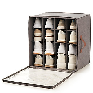 ZICOTO Beautiful Shoe Organizer For Your Closet - Spacious Linen Shoe Storage Box With Adjustable Compartments For Space Saving Storage - Quality Holder to Store Your Shoes For Easy Access