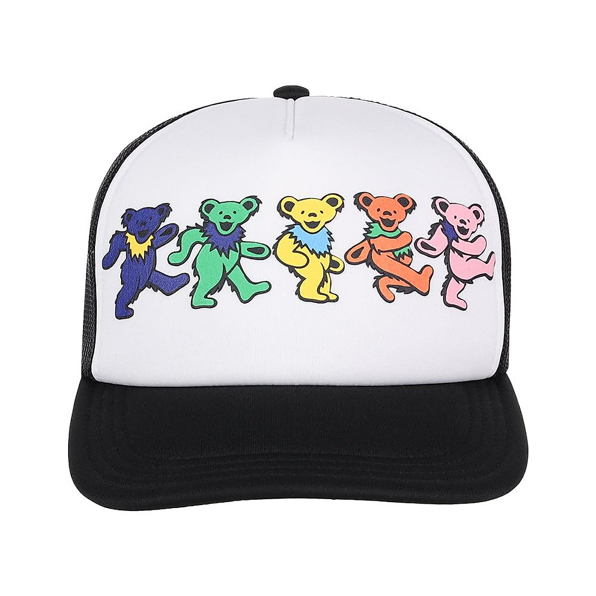 Grateful Dead Dancing Bears Foam Trucker Adjustable Snapback Hat BLK/WHT, Black/White