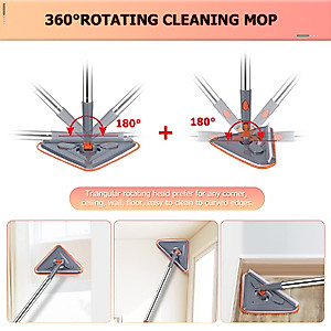 Wall Cleaner 98 Inch Wall Cleaner with Long Handle,HoMerit Wall Cleaner Mop 360° Rotatable Adjustable Cleaning Mop,Ceiling Dust Mop,Wall Cleaning Tool for Walls/Baseboard/Floors,6 Replacement Pads