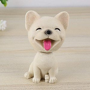Amosfun Dashboard Nodding Heads Bobble Head French Bulldog Dog Car Dash Puppy Simulation for Car Vehicle Cake Decoration Decor Home Decorative