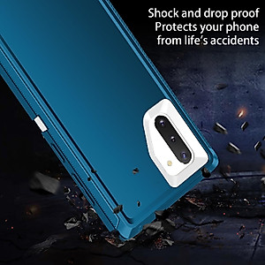 Regsun for Galaxy Note 10 Case,Shockproof 3-Layer Full Body Protection [Without Screen Protector] Rugged Heavy Duty High Impact Hard Cover Case for Samsung Galaxy Note 10,Turquoise/White