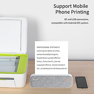 HXBER Photo Printer, A4 Paper Printer Direct Thermal Transfer Wirless Printer Mobile 210mm Mini Mobile Photo Printer USB BT Connection Support 2''/3''/4'' Paper Width Printing PDF File Webpage