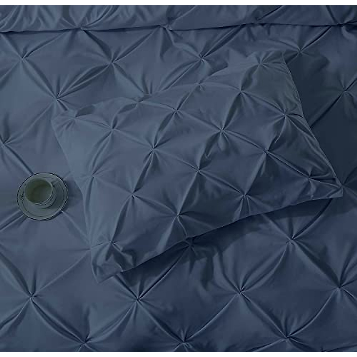 California Bedding Pinch Plated/Pintuck Pillow Cover Sham Medium Blue Solid Set of 2 Luxuries Decorative 800 TC Long-Staple Egyptian Cotton Super King 20x36 Size, Soft Breathable Natural Cotton