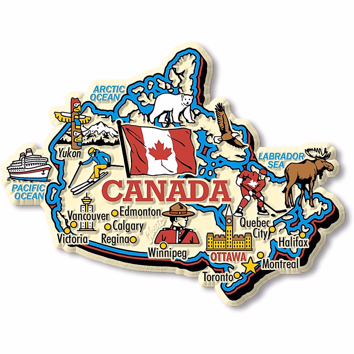 Canada Jumbo Country Map Magnet by Classic Magnets, Collectible Souvenirs Made in The USA