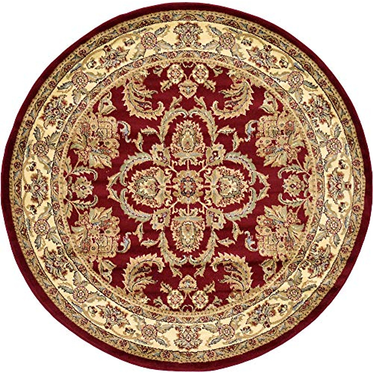 Unique Loom Voyage Collection Traditional Oriental Classic Intricate Design Area Rug (6' 0 x 6' 0 Round, Red/Tan)