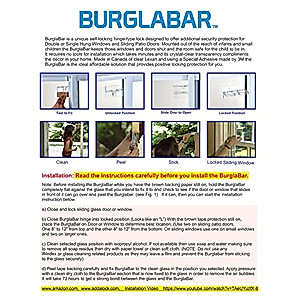 Burglabar 2 Pack - Great for Sliding Patio Door Lock, (Use 2 for doors) for Basement Windows,Child Safety