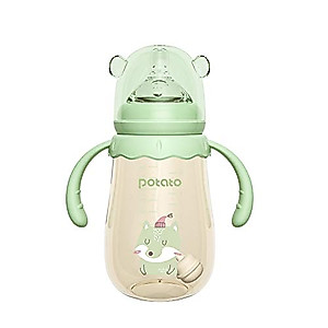POTATO Baby Bottles PPSU Baby Feeding Bottle 10 oz Anti-Colic Bottles with Silicone Nipples Breastfeeding Bottles for Babies & Toddlers- Green