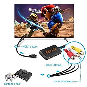 RCA to HDMI Converter, AV to HDMI, Composite CVBS to HDMI Adapter Support 1080P Supporting PAL/NTSC for TV/PC/ PS3/ STB/Xbox VHS/VCR/Blue-Ray DVD Players