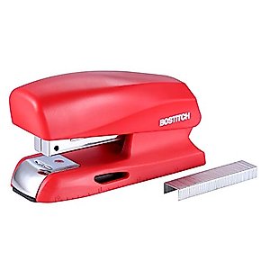 Bostitch Office 20 Sheet Mini Stapler with 210 Staples, Fits into the Palm of Your Hand, Red