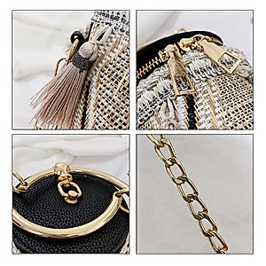 Anopo Womens Straw Shoulder Bag Embroidered Tassel Ethnic Travel Crossbody BOHO Purse Summer Beach Bohemian Handbag Tote for Girls Bucket Blue