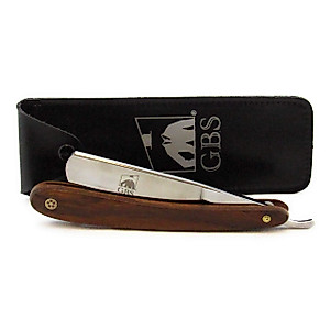 G.B.S Natural Wood Finish Scales 5/8in Straight Razor, Shaving Razor with Dark Wooden Handle and Stainless Steel Perfect for Beard Shaping