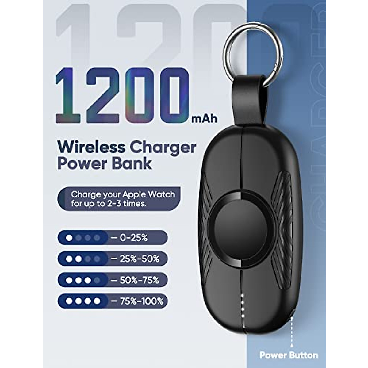 Portable Charger for Apple Watch, 1200mAh Magnetic Keychain Wireless Power Bank Watch Charger for iWatch Series 8/UItra/7/6/SE/5/4/3/2