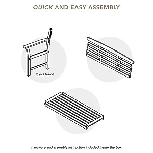 Cambridge Casual Wood Belize Patio Garden Bench with Taupe Cushion, Natural Teak