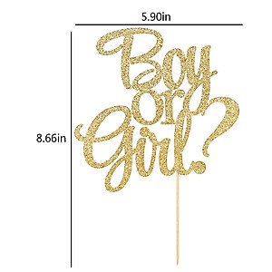 Auteby Boy or Girl Cake Topper - Glitter Baby Shower Party Decorations Supplies (Gold)