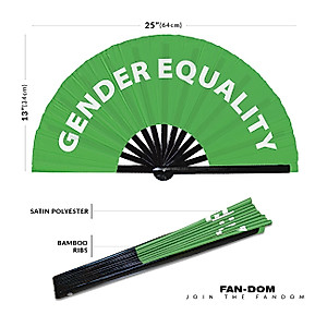 Gender Equality Hand Fan Foldable Bamboo Circuit Hand Fan Funny Gag Slang Words Expressions Statement Gifts Festival Accessories Rave Handheld Circuit Event Fan Clack Fans (Green)