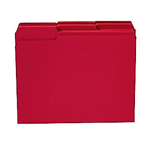 Staples 508978 Colored File Folders W/Reinforced Tabs Letter 3 Tab Red 100/Box