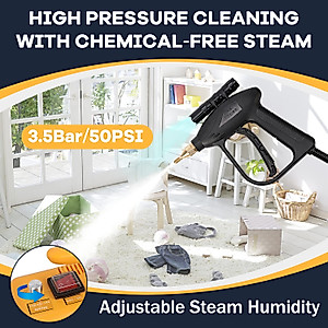Moongiantgo 1700W High Pressure Steam Cleaner Handheld Portable Instant Steam Cleaning Machinefor Commercial Home USe Kitchen Bathroom Grout Tile Car Detailing (Yellow, 110V)