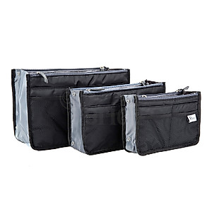 Periea Chelsy Purse Organizer Insert with Handles & 13 Pockets - 3 Sizes (White, Medium)