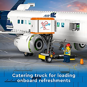 LEGO City Passenger Airplane 60367 Building Toy Set; Fun Airplane STEM Toy for Kids with a Large Airplane, Passenger Bus, Luggage Truck, Container Loader, and 9 Minifigures