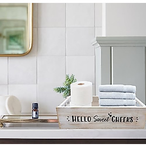 Admired By Nature Distressed Home Décor Toilet Wood Crates Decorative Organizer, Regular, Nice Butt White
