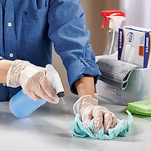 Care Plus Medical Vinyl Exam Gloves Medium, Latex Free, Powder Free, Rubber, Non Sterile Exam, Healthcare, Doctor, Home and Food Safe, 100 Count