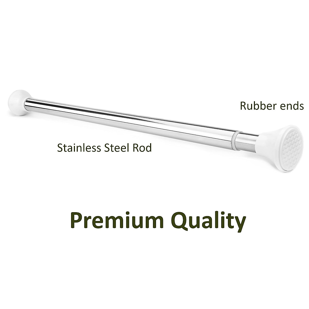 Deluxe Stainless Steel Sliding Door Guard Adjustable 23–40 inches w/White Caps - Feel Safe at Home with This Adjustable Home Security Bar 1" Dia. (1)